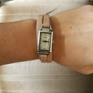 Fossil | Accessories | Trendy Fossil Women Beige Rectangle Watch ...
